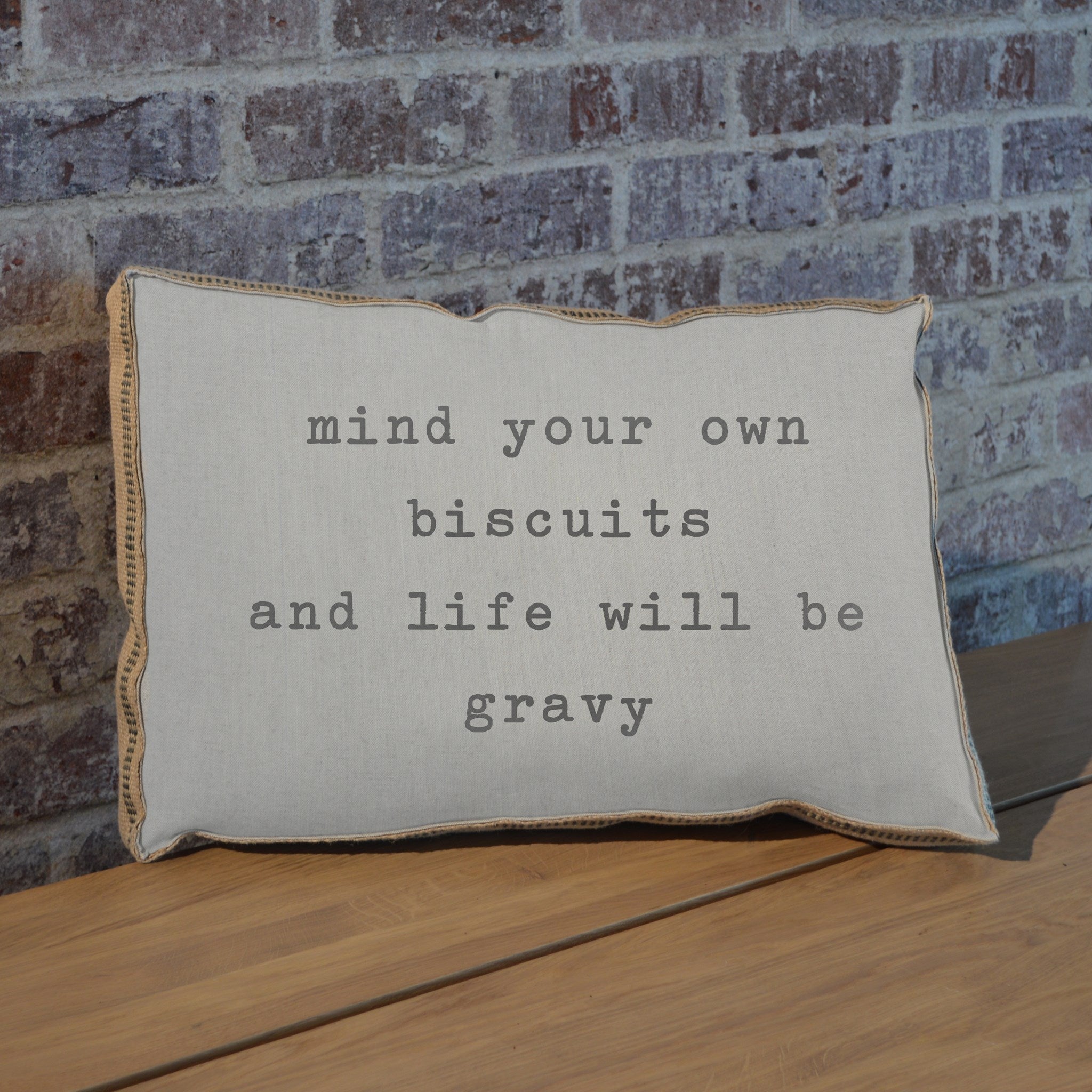 Mind your own biscuits pillow
